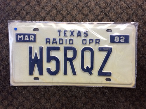 1982 TEXAS RADIO OPERATOR LICENSE PLATE W5RQZ | eBay