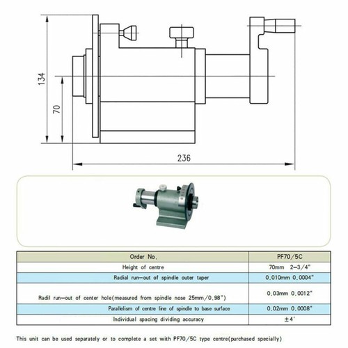 Spin Index Fixture Fast Collet Center Height 70MM for CNC Milling ...