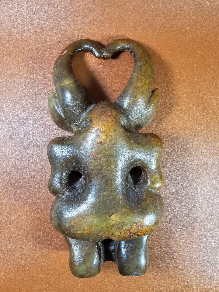 Neolithic Hongshan Jade Stone Carving - Horned Sun God | eBay