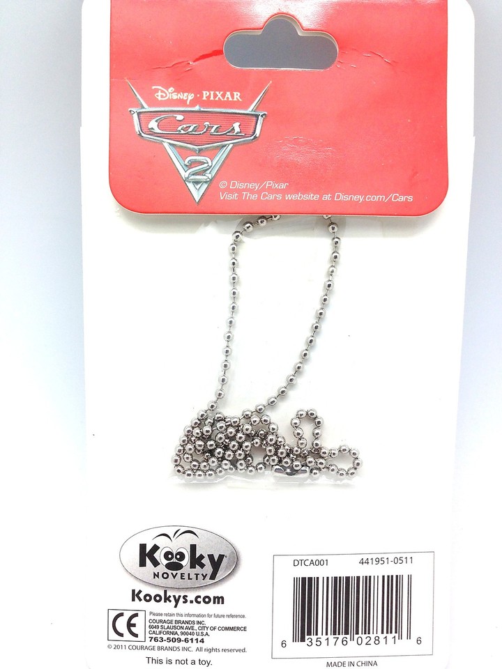 Disney Pixar Cars 2 Mini Pen Dog Tag Lightning McQueen Chain Necklace ...