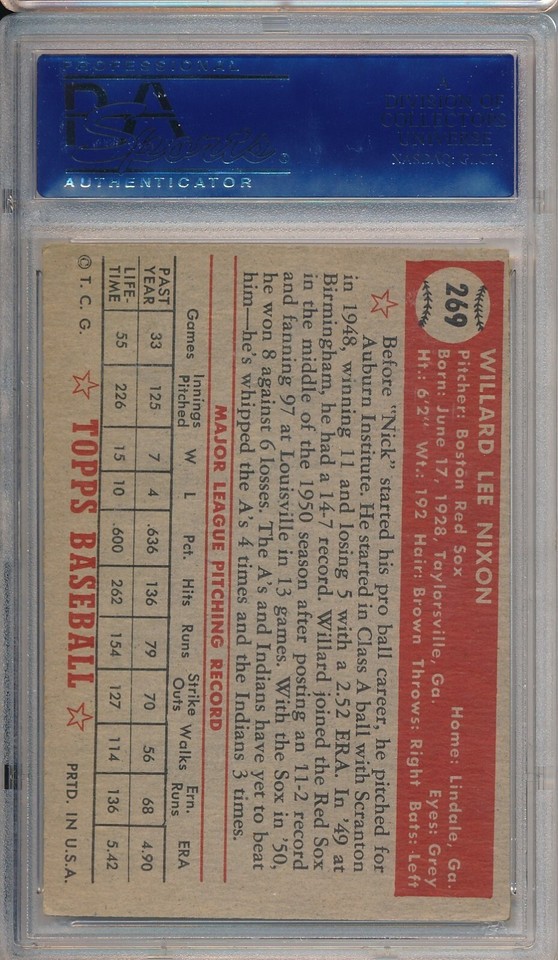 1952 TOPPS #269 WILLARD NIXON - PSA 4 VG-EX (SVSC) | eBay