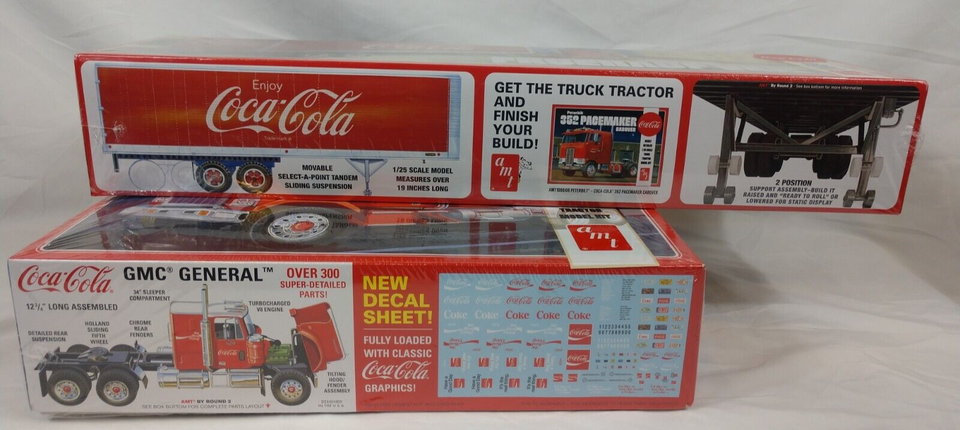 Set of 2 AMT Coca Cola Model Kit 1/25 Scale GMC General Truck Tractor ...