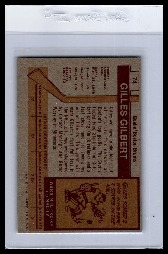 1973 Topps #74 Gilles Gilbert | eBay