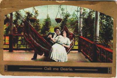 Postcard Greeting Call Me Dearie Hammock Couple Romance Porch | eBay