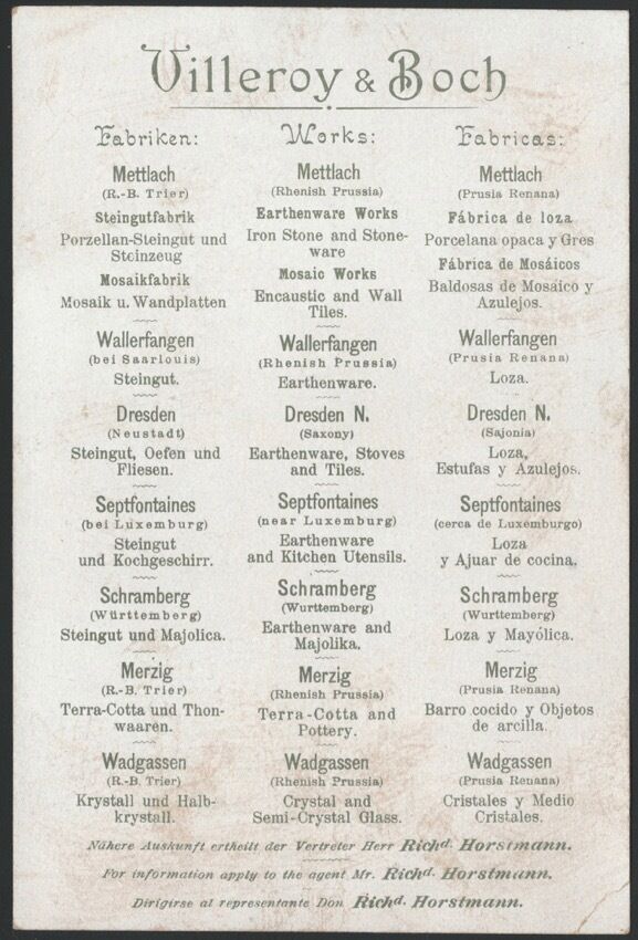 World’s Columbian Exposition Trade Card 1893 Villeroy & Boch Pottery ...