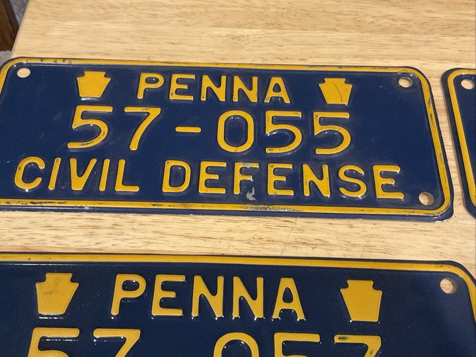 Vintage Lot Of 4 Sequential PENNSYLVANIA CIVIL DEFENSE License Plates ...