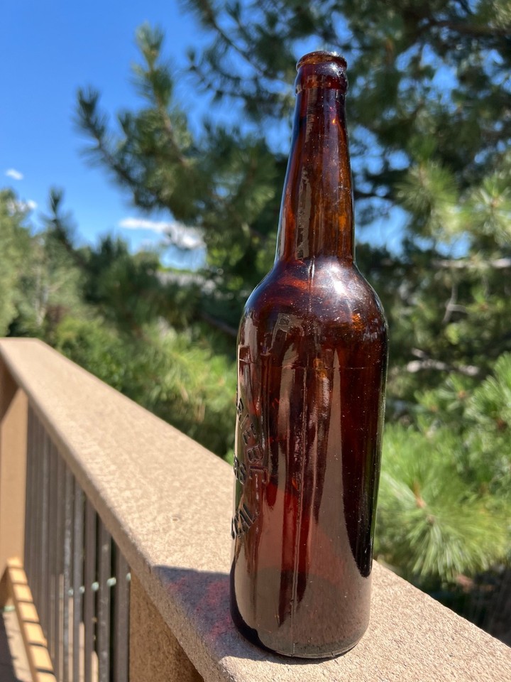 Western Early Beer Bottle BARNES & RIEBE REDDING CAL. Amber Quart Crown ...