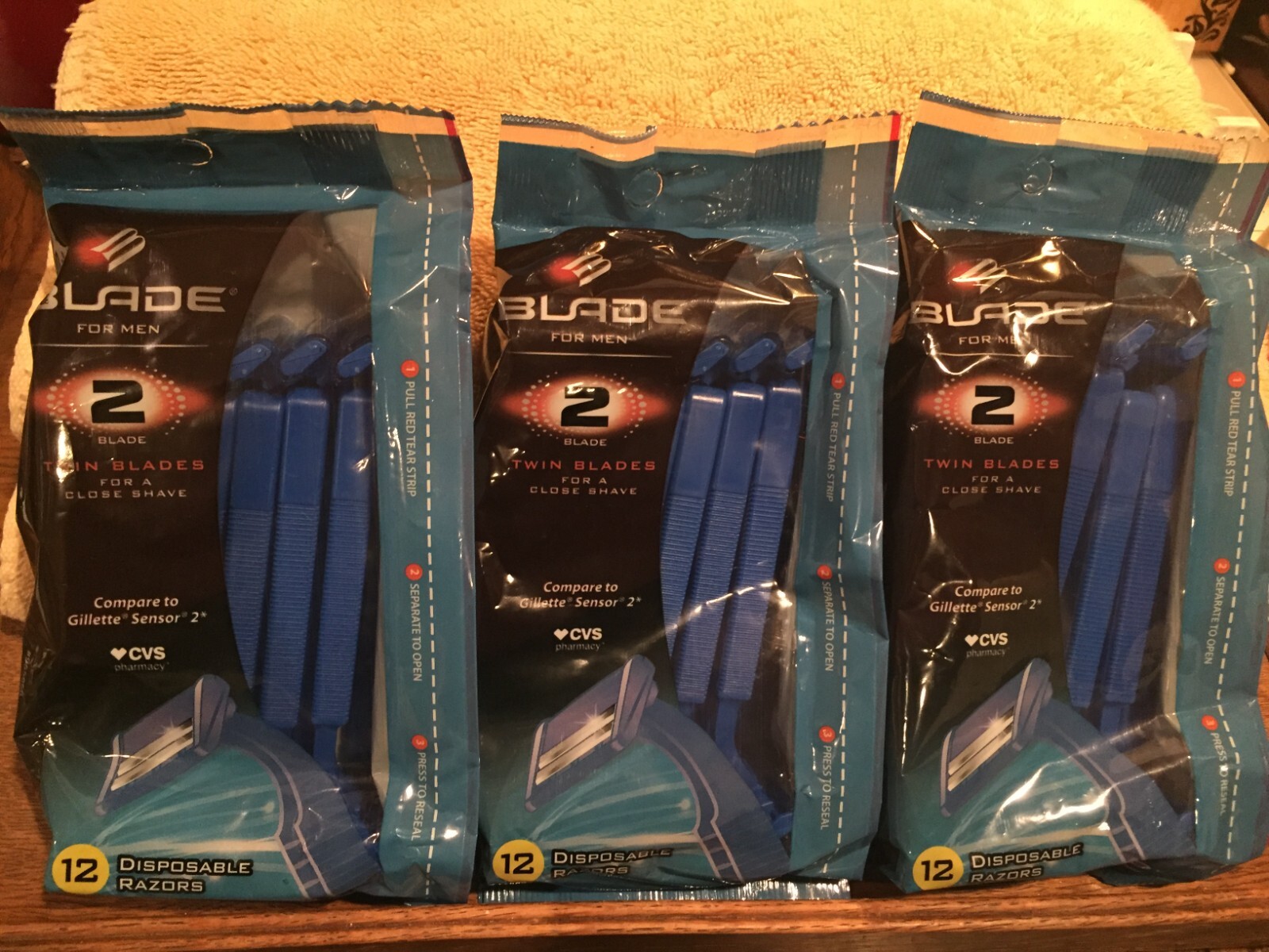 3 CVS 12 Pack BLADE FOR MEN 2 Blade/Twin Blades Disposable Razors | 36 ...