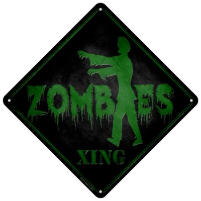 Zombie Crossing Novelty Mini Metal Road Notice 8" Cross Xing Crossing ...