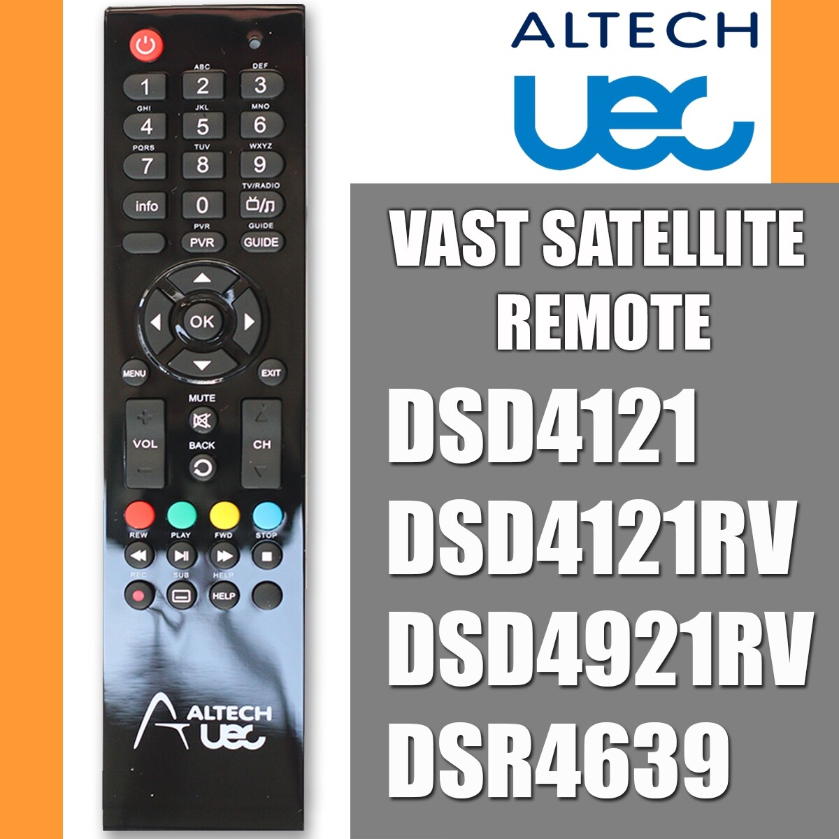 Altech UEC Remote Control VAST TV Satellite Receiver PVR 4639 4121 4121 ...