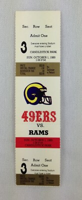 NFL 1989 10/01 Los Angeles Rams at San Francisco 49ers Full Ticket | eBay