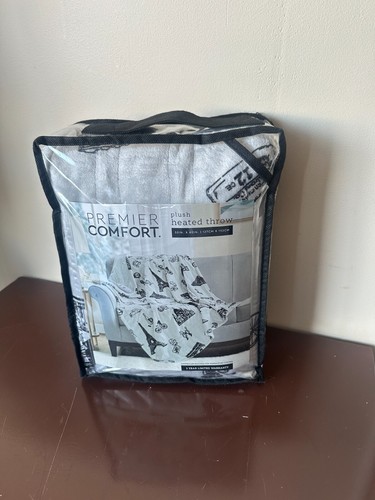 Premier Comfort Heated Throw Blanket 50" x 60" White Plush Novelty ...