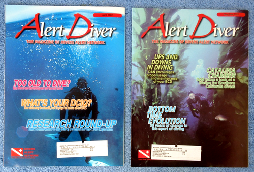 2 Vintage April 2002 May/June 2003 Alert Diver Magazines DAN Scuba ...