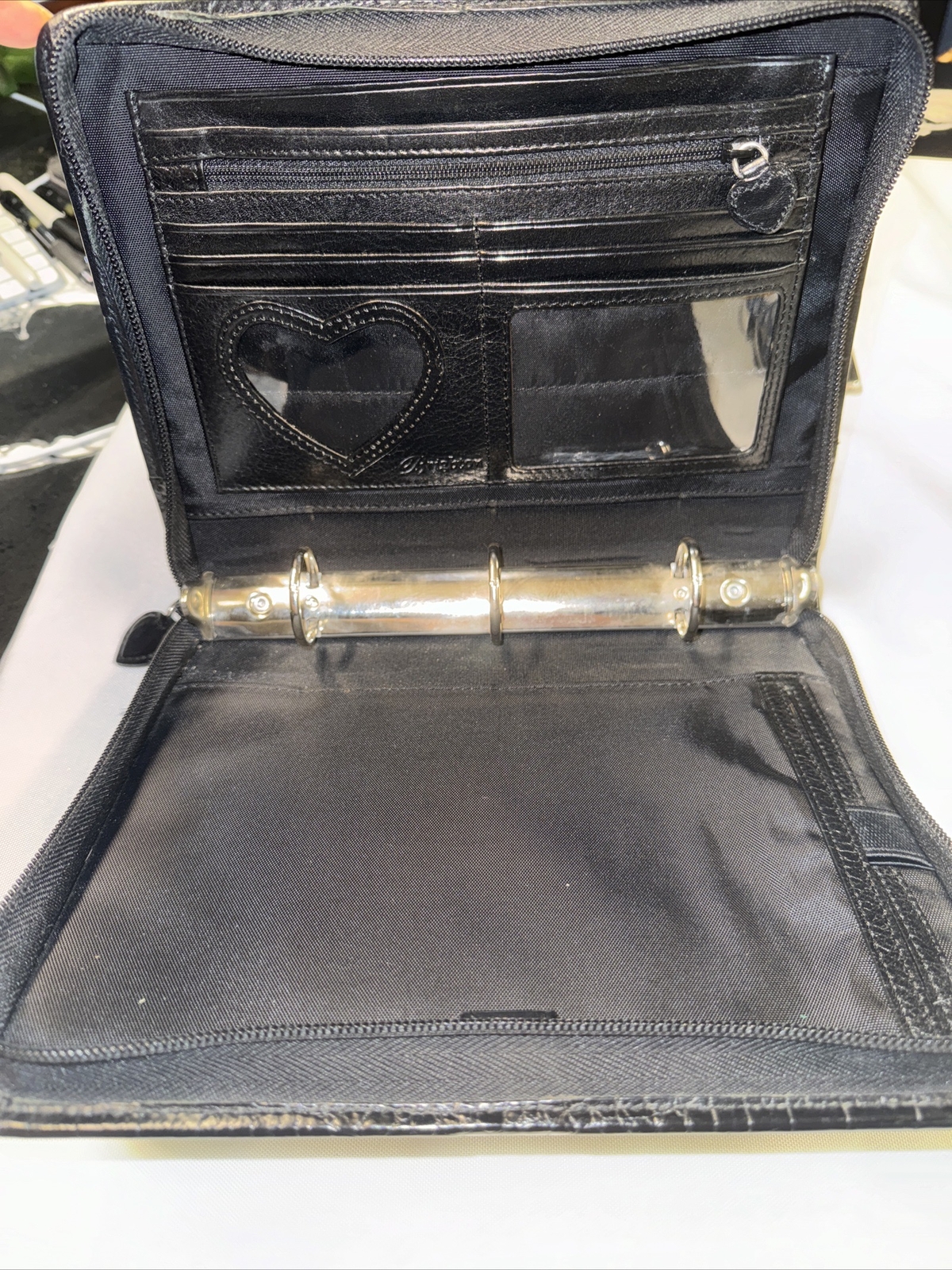 Brighton Black Leather Planner Organizer Agenda Binder 3 Ring 10 X 7.5 ...
