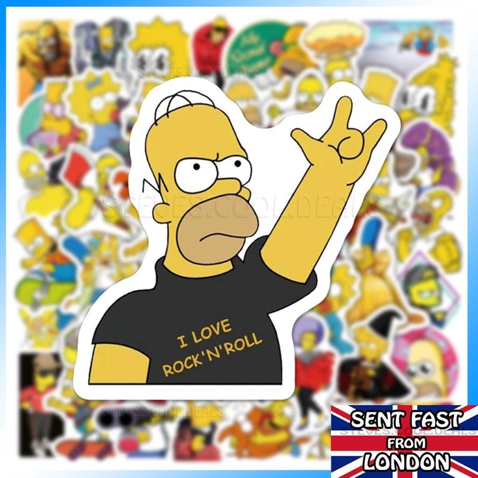 50 Simpsons Stickers Bart Waterproof Sticker Homer Marge Cartoon Peel ...
