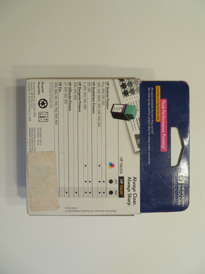 HP Large Black Ink HP 51626A New Sealed | eBay