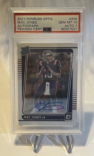 MAC JONES 2021 Donruss Optic Rookie RC AUTO #206 AUTOGRAPH /150 PSA 10 ...