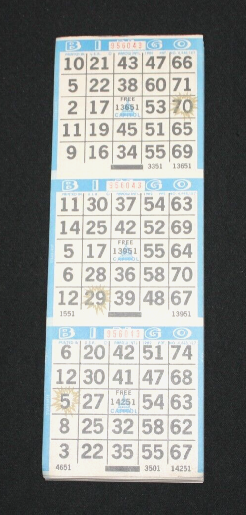 BINGO PAPER Cards sheets 3 on 15 Blue Border Starburst - 15 packs | eBay