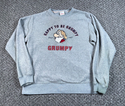VTG Disney Happy to Be Grumpy Fleece Sweatshirt Adult Medium Gray Snow ...