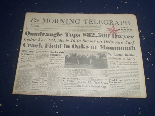 1964 JULY 11 THE MORNING TELEGRAPH - QUADRANGLE TOPS $82,500 DWYER - NP ...