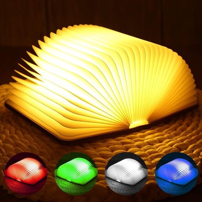 Wooden Book Light, Novelty Folding Book Lamp, 5 Colors Folding Night ...