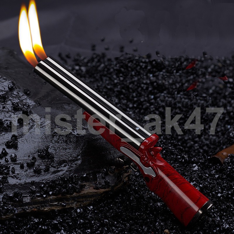 Lighter Jet Flame Butane Cigarette Double Shot Gun/Pistol Cigar Rifle ...