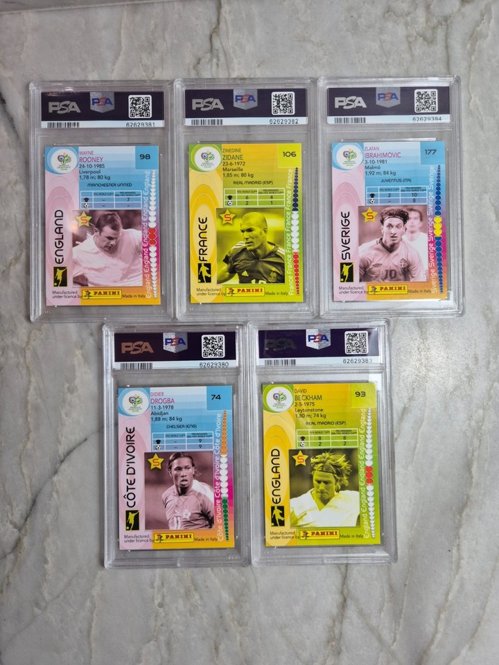 2008 Panini World Cup Legends PSA Bundle - Rooney, Beckham, Zidane ...