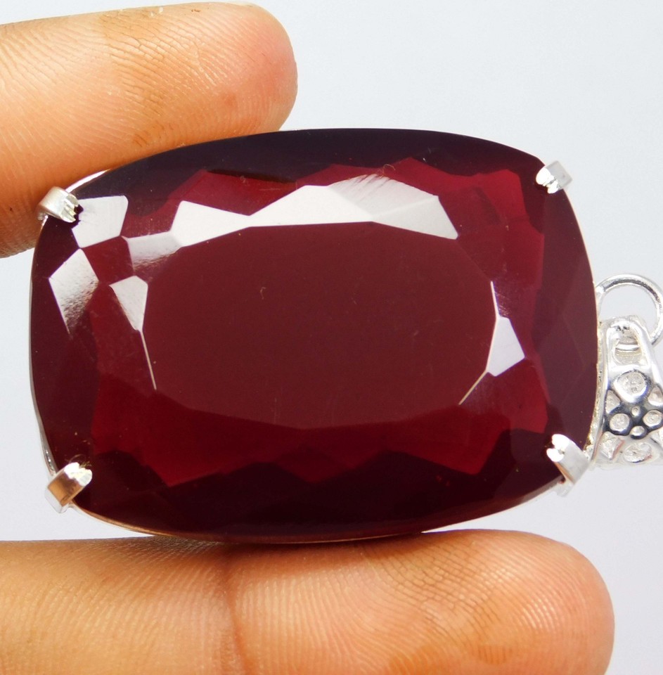 Natural 123.75 Ct Red Topaz Pendant Gems Cushion Cut Certified Brazil ...