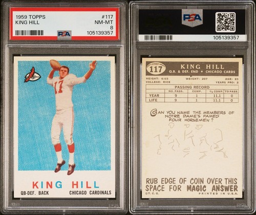 1959 TOPPS #117 KING HILL PSA 8 NM-MINT | eBay