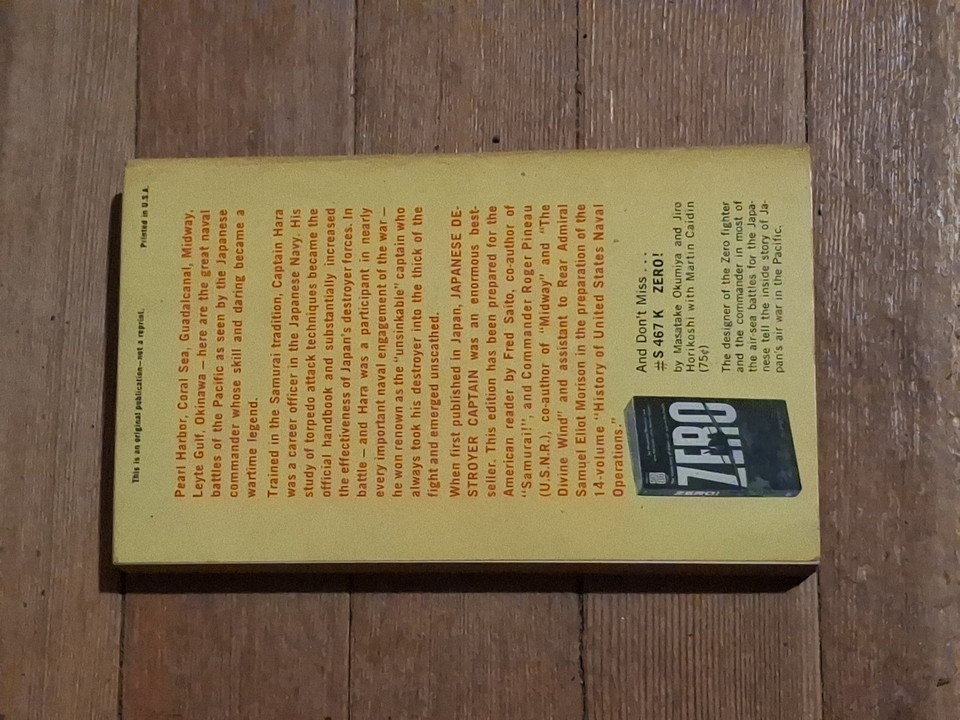 Japanese Destroyer Captain Tameichi Hara 1961 1st American Paperback ...