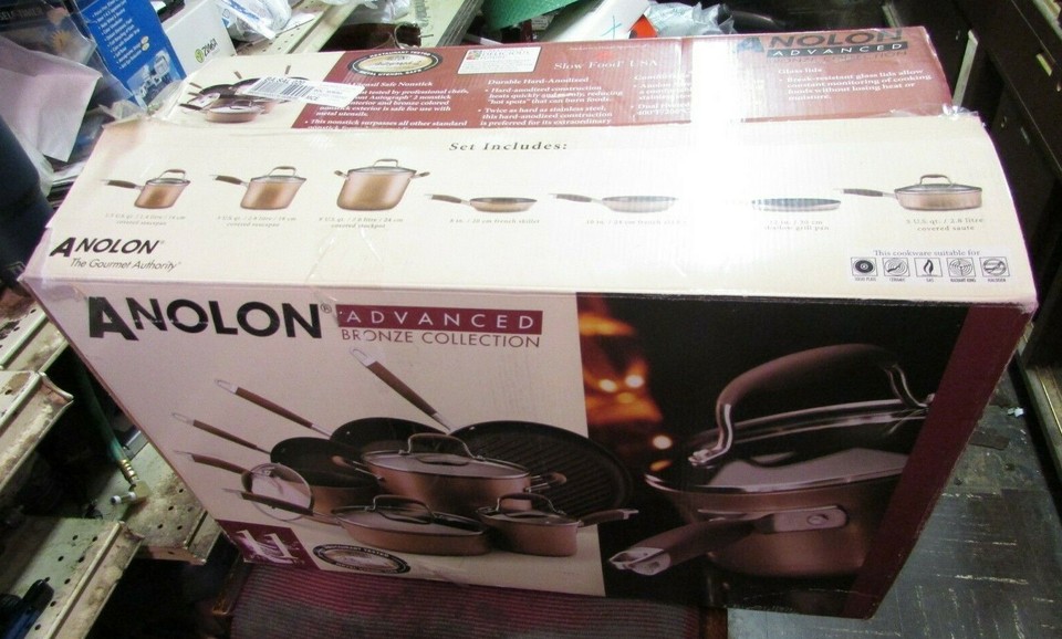 Anolon Advanced Bronze Hard-Anodized Nonstick 10-Piece Cookware Set ...