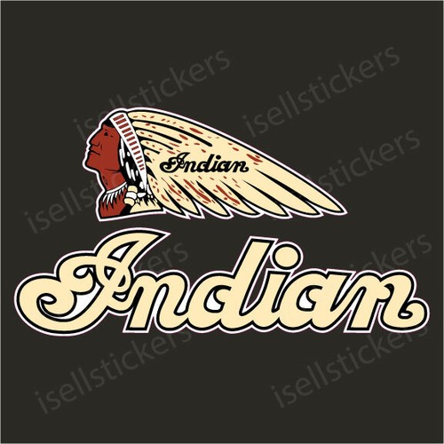 BM-12025 Indian Motorcycle Script Headdress Bike Car Bumper Sticker ...