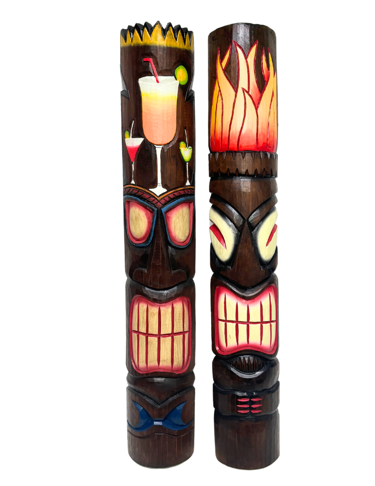 Set of 2 40" Polynesian Hawaiian Tiki Bar Style Wall Masks Island Art ...