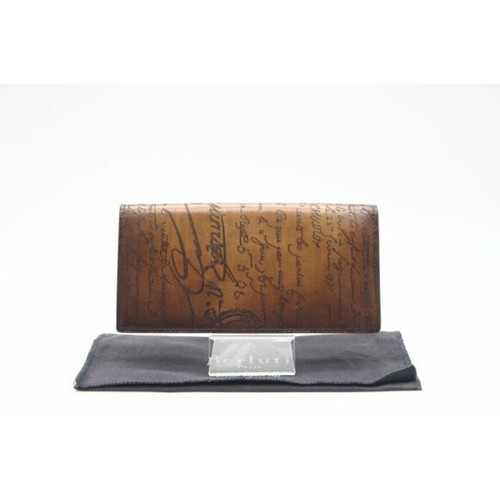 Berluti/Bi-Fold Wallet, Calligraphy, Santal, Scrit Leather Zip Long ...