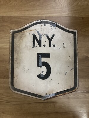 Vintage New York State Road US Highway Route 5 Sign 1954 | eBay