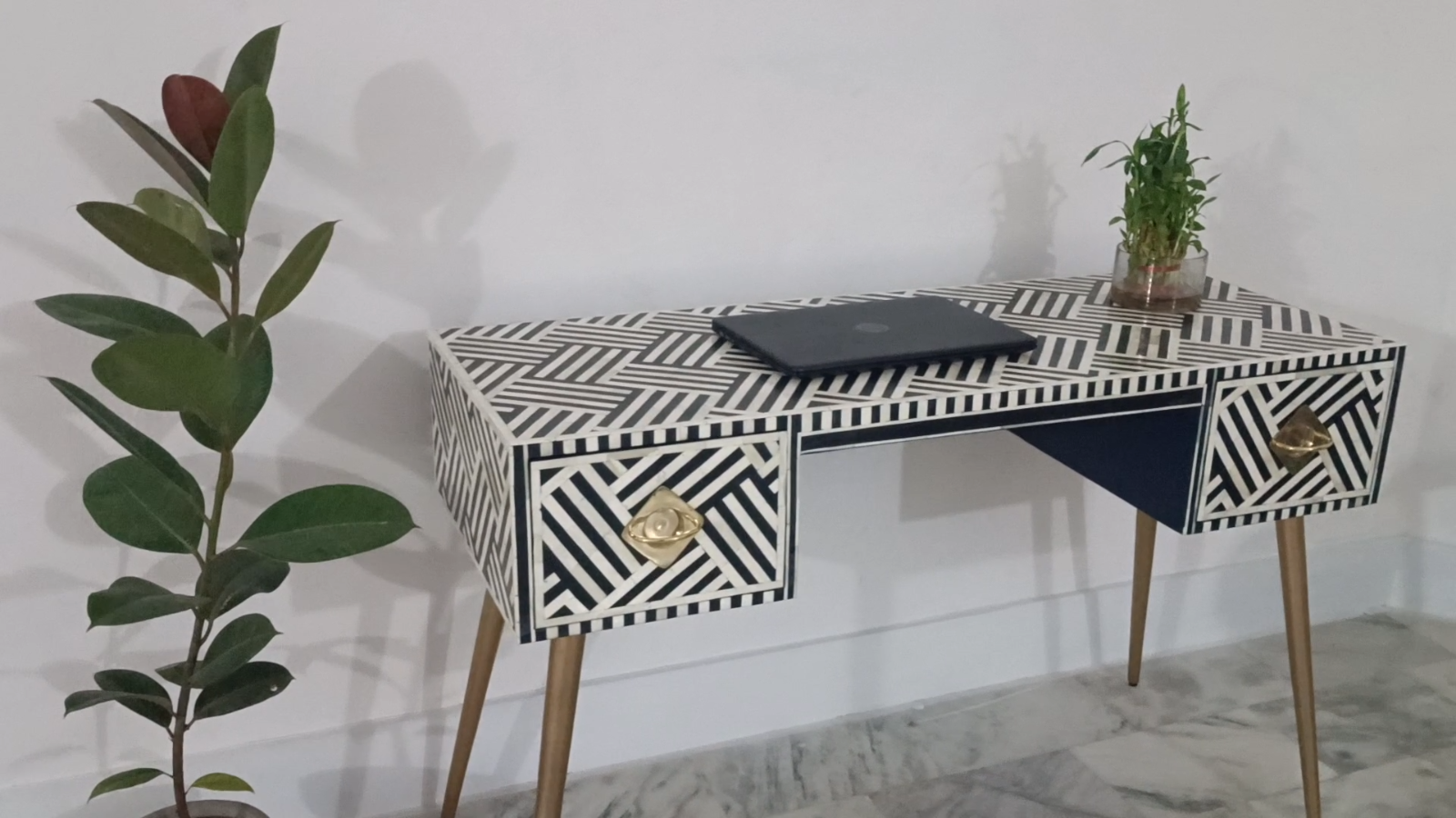 handmade bone inlay work desk, bone inlay desk, bone inlay furniture ...