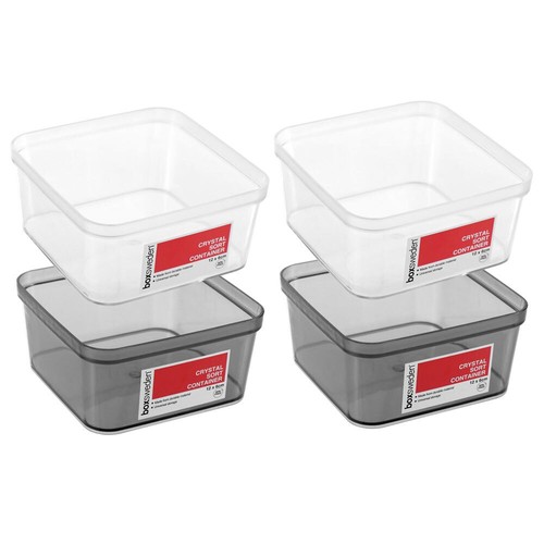 4x Box Sweden Crystal 12X6cm Sort Container Square Home Organiser ...
