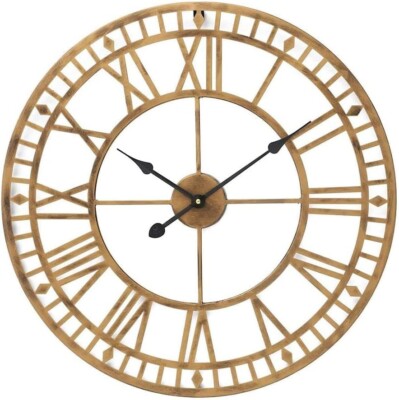 Large Wall Clock Roman Numerals Metal Indoor Big Round Open Face Clocks ...