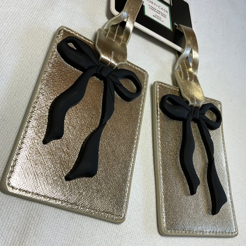 RUBY + CASH Luggage Tags (2) GOLD BLACK BOWS ID TAG NIP | eBay