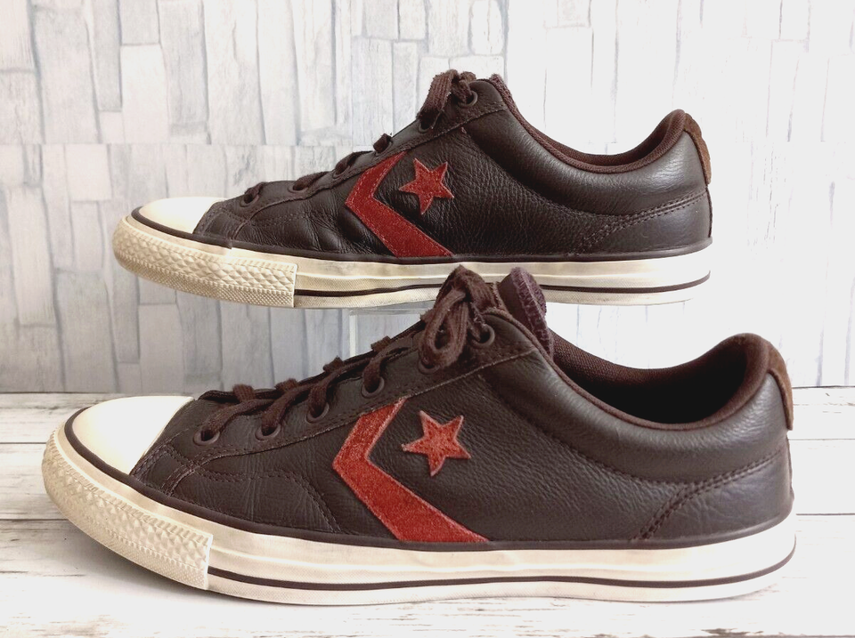 Converse Cons All Star Men's size 9 Brown Leather Lace up Causal Sneakers shoes | eBay