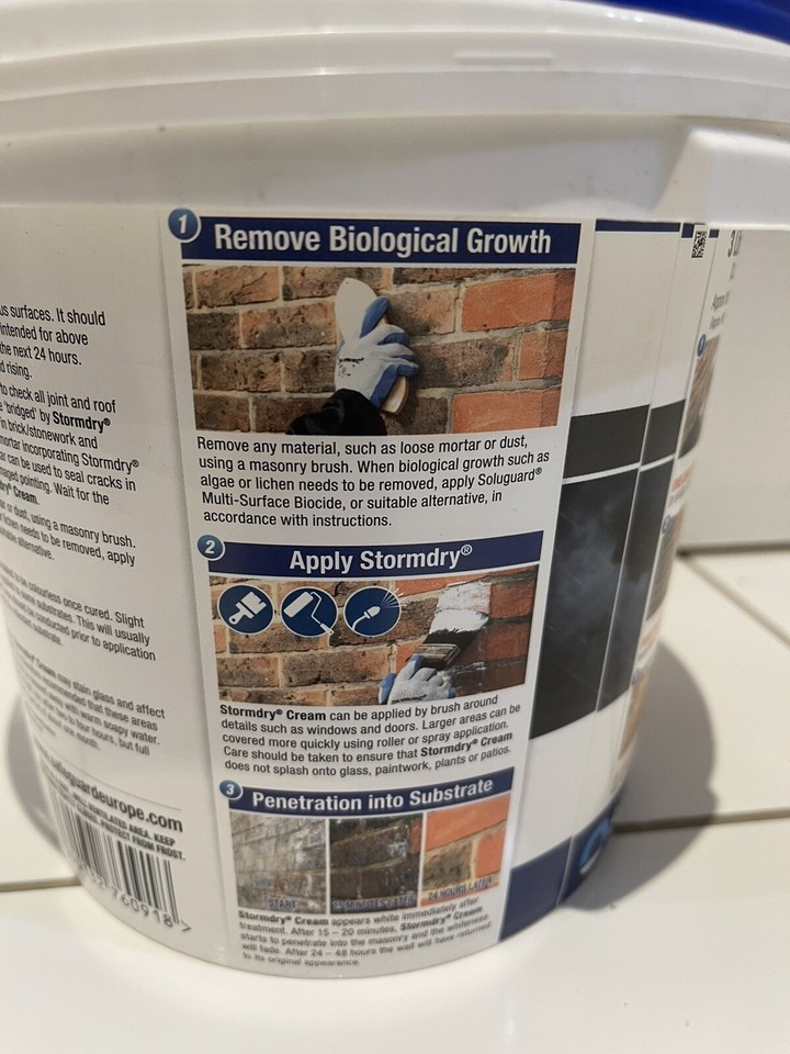 Stormdry Masonry Brick Protection Cream Water Rain Repellent - 3L/3 ...