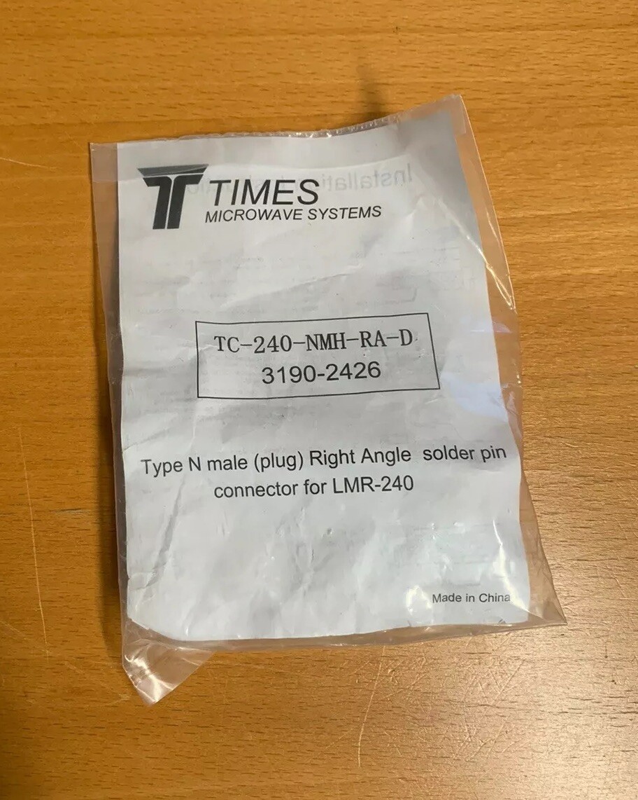 Times Microwave Systems TC-240-NMH-RA-D Type N male (plug) Right Angle ...