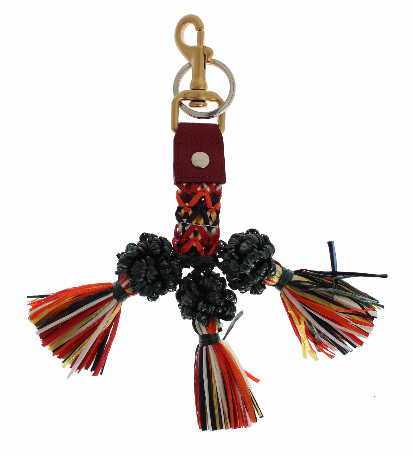 DOLCE & GABBANA Multicolor Raffia Leather Clasp Finder Chain Keyring ...