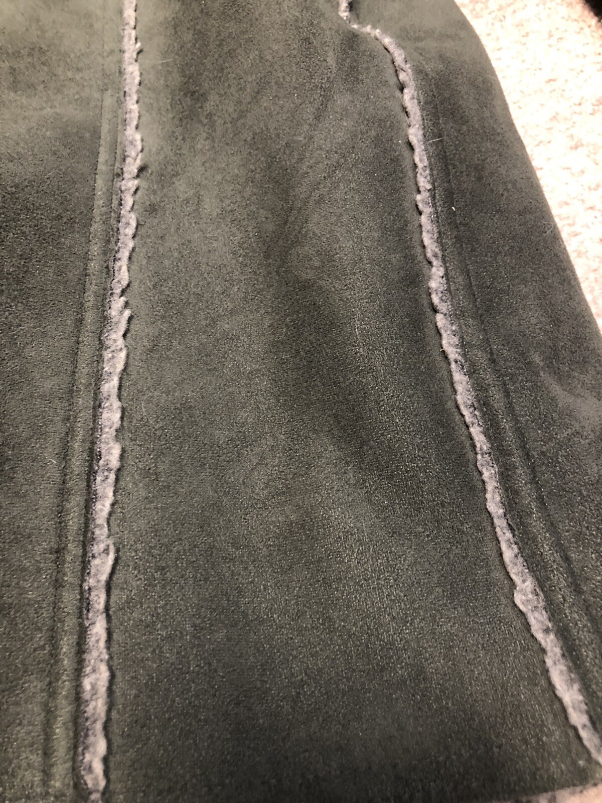 WOOLRICH FAUX SUEDE SHEARLING COAT SHERPA JACKET BUTTON FRONT GREEN M ...