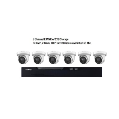 Liberty L3NVR8KIT6C 8 Channel L3NVR with 2TB Storage 6x4MP, 100' Turret ...