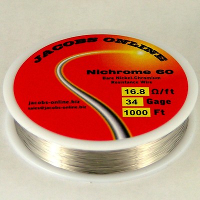 Nichrome 60 resistance wire, 34 AWG (gauge), 1000 feet | eBay