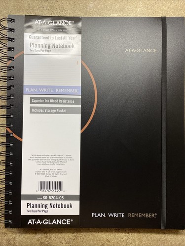 AT-A-GLANCE Plan Write Remember Undated Planning Notebook 9.5x11” w ...