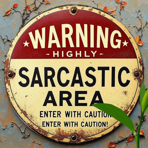 Vintage WARNING HIGHLY SARCASTIC AREA Tin Metal Signs Home Décor 8x8 | eBay