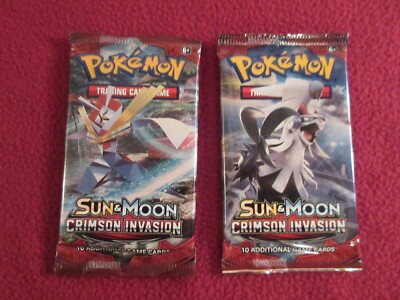 (2) 2017 Pokemon Sun & Moon Crimson Invasion Booster Packs TCG Factory ...