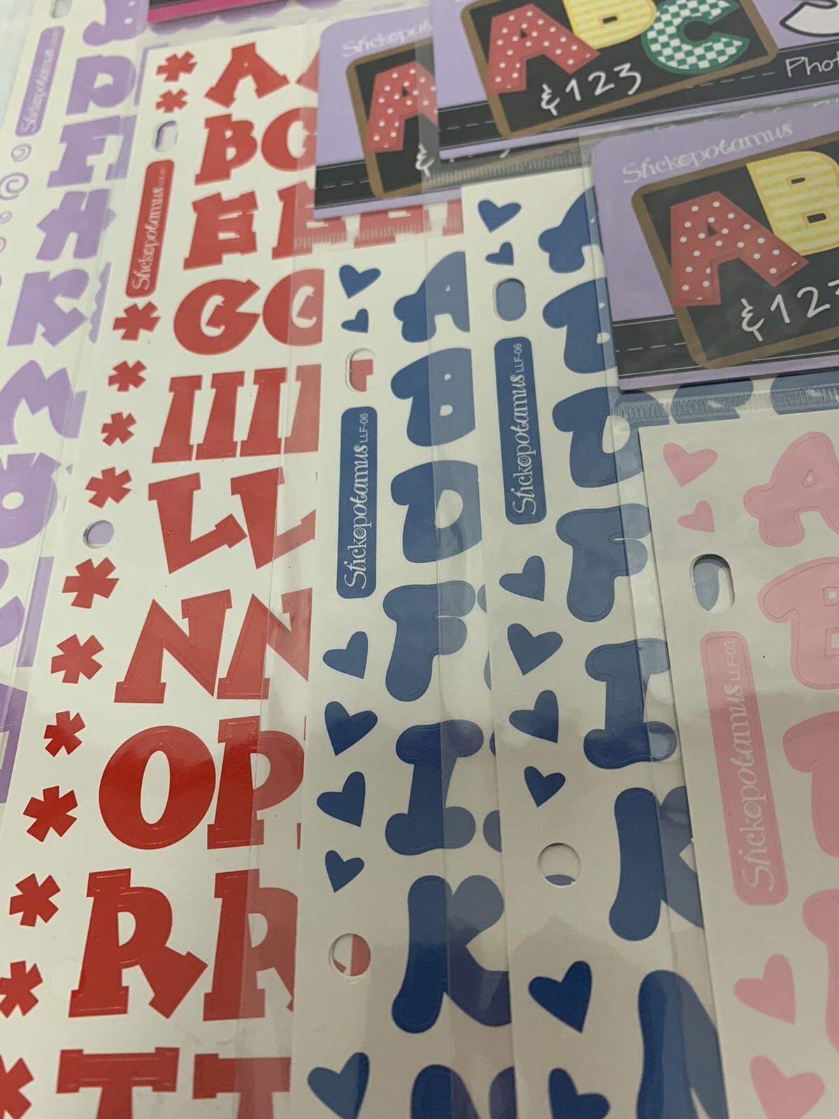 Alphabet 5 pack Large ABC 123 lot Stickopotamus Binder Stickers ...